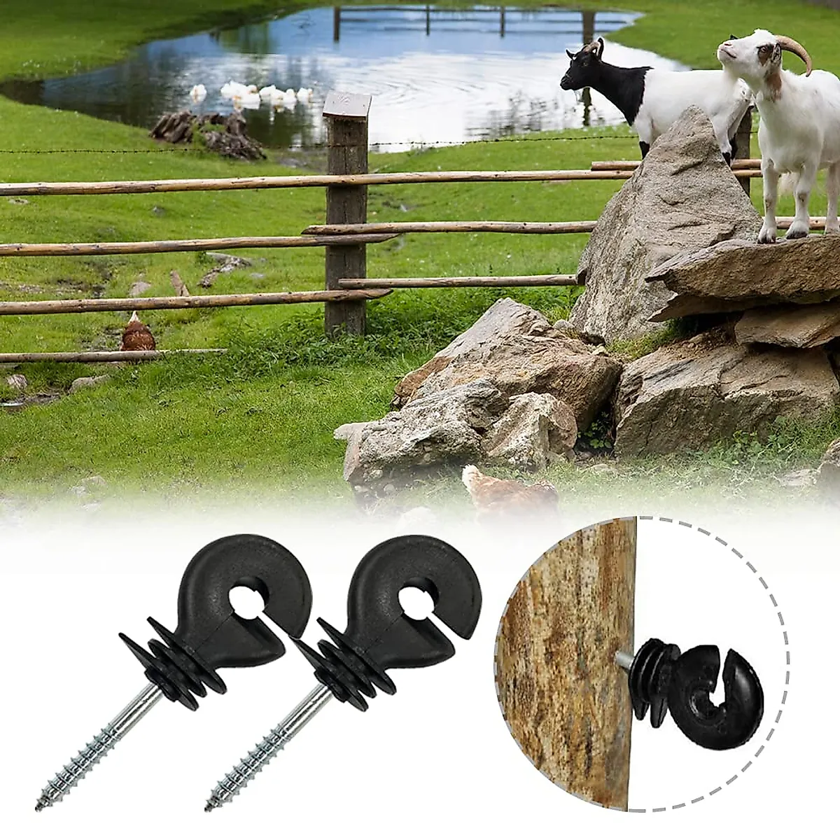 SagaSave 20pcs Self-Tapping Insulator Electric Fencing Wood Post Ring Electric Fence Insulators Screw Electronic Fence Insulator Ranch Electric Fence Insulation - Tapping Insulator