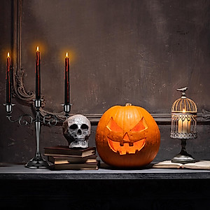 Teenyyou 6 Pcs Vampire Tears Black Candles with Matte Black Tapered Candle Holder Bleeding Taper Candles Gothic Decoration Halloween Candles Tears Taper Candles 10 In Black Taper Candles for Halloween