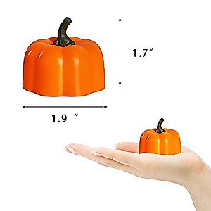 IMAGE Flickering Pumpkin Tea Lights 12 Pack Flickering LED Pumpkin Lights with Battery Operated Flameless Pumpkin Tealight Candles for Halloween, Christmas, Thanksgiving and Theme Parties
