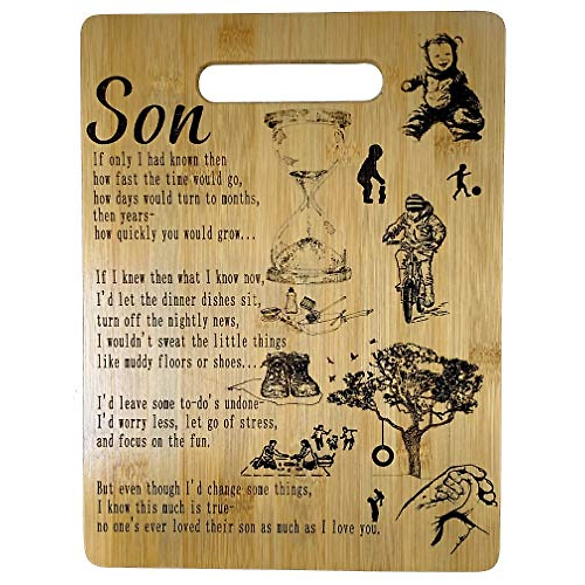Gift for Son - Engraved bamboo cutting board 9" x 12"