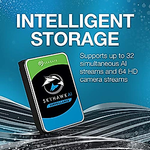 Seagate Skyhawk AI 10TB Surveillance Internal Hard Drive HDD–3.5 Inch SATA 6Gb/s 256MB Cache for DVR NVR Security Camera System with Drive Health Management-Frustration Free Packaging (ST10000VE0004)