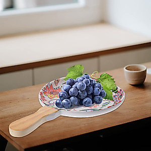 Cabilock 1pc Western Plate Floral Dessert Plate Cake Serving Tray Jewelry Trays Round Cake Pans Food Serving Circle Tray Vintage Plates Nordic Style Salad Dish Oval Wooden Dinner Bowl