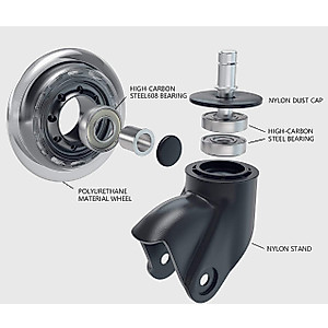 BF BRIGHTFIELD Office Chair Caster Wheels Set of 5 Swivel Vertical Axle Heavy Duty & Safe for All Floors Including Hardwood 3" Rubber Replacement for Desk Floor Mats