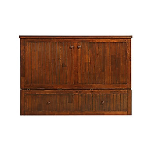 Murphybedz Tuscany Murphy Cabinet Chest Bed with Charging Station 6 Inch, Queen (Tobacco)