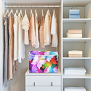 innewgogo Butterflies Storage Bins with Lids for Organizing Closet Organizers with Handles Oxford Cloth Storage Cube Box for Dog Toys