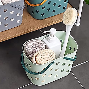 Anyoifax 2 Pack Portable Shower Caddy Tote Plastic Storage Basket with Handle Box Organizer Bin for Bathroom, Pantry, Kitchen, College Dorm, Garage, Set of 2 - Pink & Green