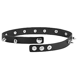 HZMAN Fashion Women Men Cool Punk Goth Metal Spike Studded Leather Collar Choker Necklace Black
