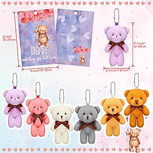 Crtiin 36 Pack Valentine's Day Gifts Cards for Kids with Mini Bears Animal Plush Toys Stuffed Keychain Bulk Valentines Classroom Exchange Card School Game Prizes Valentines Party Favors