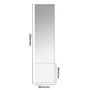JEOYOO HD Glass Full Length Wall Mirror Tiles, 12'' x 12'' x 4PCS, Frameless Full Body Mirror Tiles for Bedroom, Full Length Mirror Wall Mounted for Home Gym, Door