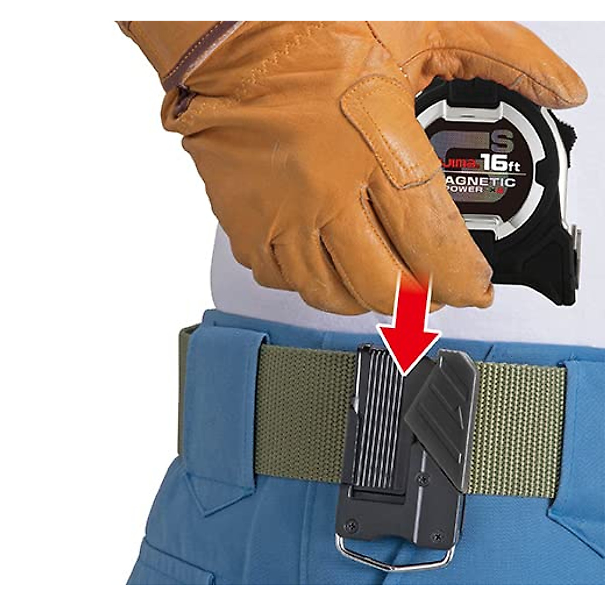 TAJIMA Tape Measure - 16ft x 1in GS-Lock Measuring Tape with Compatible Clip & Dual Magnetic Power - GS-SC16BW