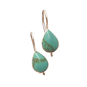 Handmade Turquoise Dangle Earrings, 925 Sterling Silver, Pear Shape 11x8mm Reconstructed Turquoise Gemstone Drop Earrings for Women, Tarnish & Water Resistant, By MiYa Jewelry Creations