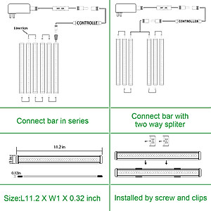 AIBOO LED Under Counter Light Rigid Bar Kit, Plug in Corded 12V LED Under Cabinet Lighting Dimmable with Switch for Counter Shelf Showcase Display Lighting (6 Panels,Daylight White).