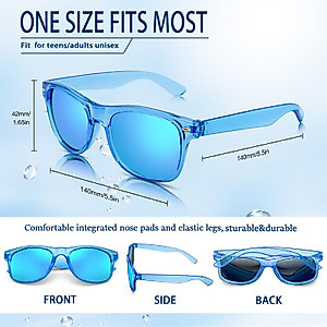 Pibupibu 20 Pack Neon Party Sunglasses Bulk, Wholesale Retro 80s Clear Colorful Mirrrored Lens Sunglasses Party Favors