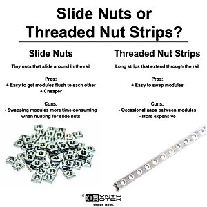 Synthrotek Slide Nuts/Square Nuts, 3mm, Pack of 100 - for Eurorack Modular Rails or Cases