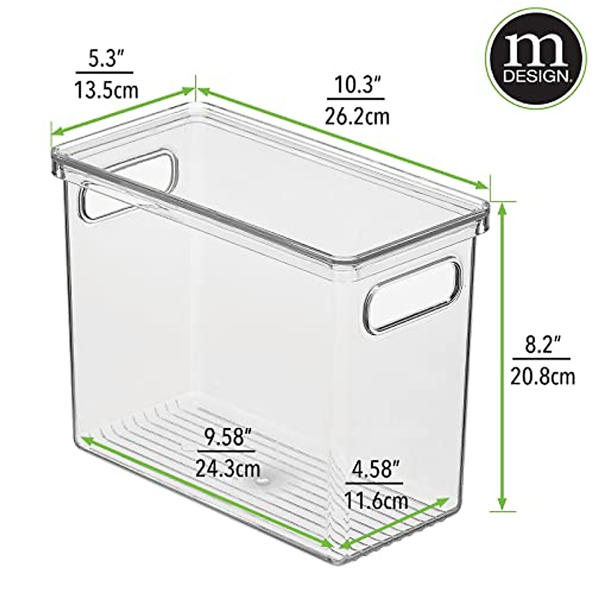 mDesign Slim Plastic Stackable Bathroom Cabinet Storage Bin Box with Handles/Lid, Drawer Stacking Organizer for Soap, Lotion, Towels, and Accessories, Ligne Collection, 8 Pack, Clear