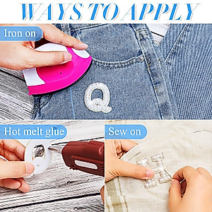 26 Piece Pearl Iron on Letter A-z White Rhinestone Pearl Bling Letter Patch Glitter Sew on Alphabet Applique Rhinestone Pearl English Letter for DIY Craft Supplies(White,1.85 Inch High)