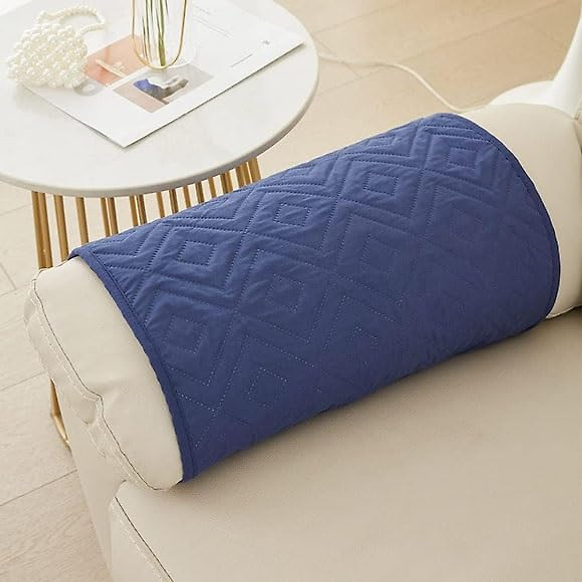 Nonslip Waterproof Armchair Cover for Recliner Leather Sofa Couch Protector - Navy Blue, 1 Seater