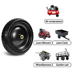 LTNICER 13" Tire Compatible with Gorilla Cart, 4.00-6 Flat Free Solid Tire and Wheel (Solid Polyurethane) for Wagon,Wheelbarrow,Yard Trailers-5/8" Bearings,Offset Hub 2.1" (2 Pack)