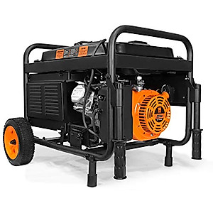 WEN 56475 4750-Watt Portable Generator with Electric Start and Wheel Kit, Yellow and Black