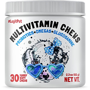 LEGITPET Dog Vitamins & Hip & Joint Supplement & Allergy Relief Chews & Calming Treats Bundle