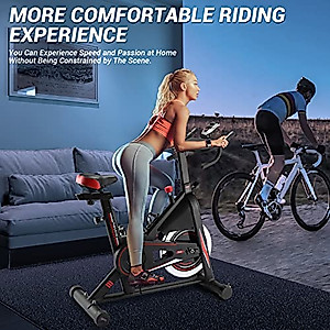 Exercise Bike, DMASUN Magnetic Resistance Pro Indoor Cycling Bike 350lbs Weight Capacity Stationary Bike, Comfortable Seat Cushion, Multi - grips Handlebar, Heavy Flywheel Upgraded Version