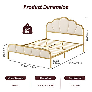 BOTLOG Full Bed Frame with Headboard, Platform Bed Frame Full Size with Wooden Slats Support, Easy Assembly, Noise-Free, No Box Spring Needed (Full)