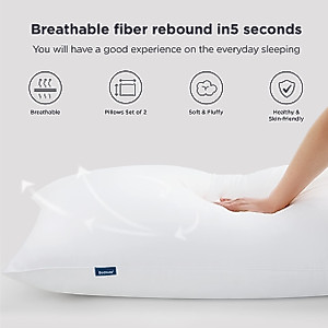 Bedsure Pillows King Size Set of 2 - King Size Pillows 2 Pack Premium Down Alternative Hotel Pillows Set of 2- Soft and Supportive Bed Pillows for Side and Back Sleeper