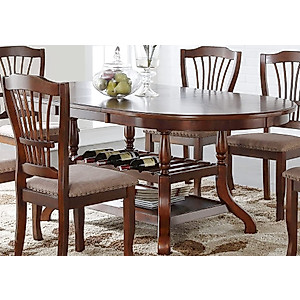 Liveasy Furniture Dining Room Set with Oval Extendable Dining Table and Chairs in Espresso (Dining for 6)