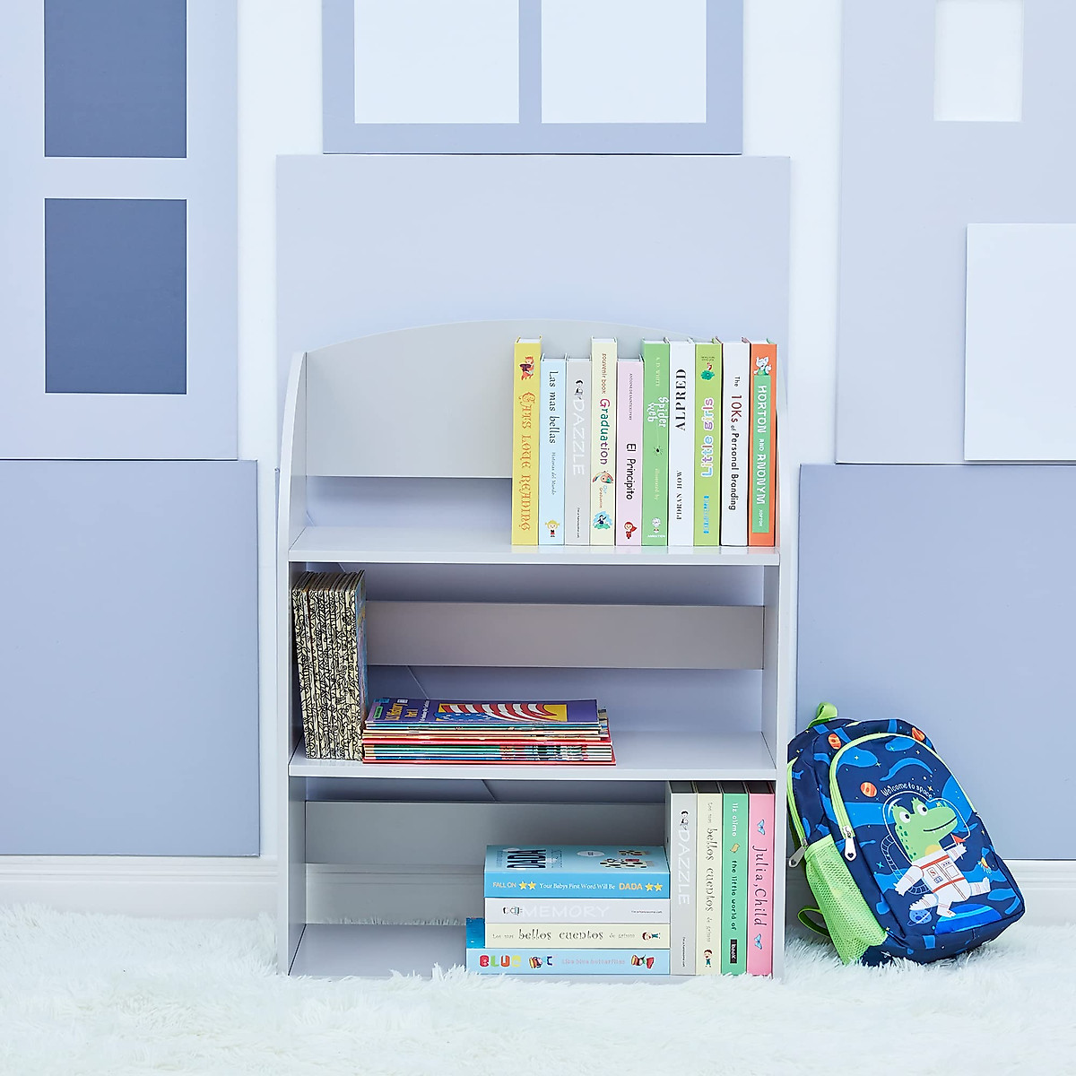Fantasy Fields 3 Tier Bookshelves with Rounded Edges Kids Bookshelf, Gray