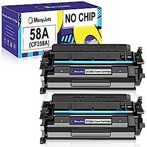 ManyJets 58A CF258A (NO CHIP) Compatible Toner Cartridge Replacement for HP CF258A 58A 58X CF258X Work with HP LaserJet Pro MFP M428fdw M404dn M404n M428fdn M404dw M404 M428 M428dw M304 (Black,2-Pack)