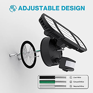 Olafus 80W Flood Lights Outdoor Motion Sensor Light, LED Security Light IP65 Waterproof, 7300LM Motion Activated Light, 3 Head LED Flood Light, 6500K PIR Sensor Lighting for Garage Yard Porch Patio