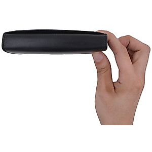 Women's Genuine Leather Compact Double ID Windows Credit Card Holder Wallet With Zippered Pocket by Moga (Black)