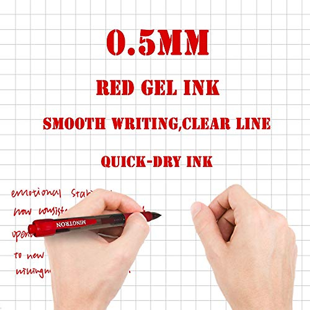mingtron Gel pens, 30 Pack Red Pens Fine Point, No Smear Ink Pens for Left Hand, Click Pens Bulk, Retractable Rollerball Pens for Smooth Writing, 0.5MM, Red Ink