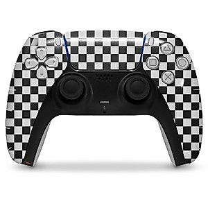 WraptorSkinz Skin Wrap compatible with Sony PS5 DualSense Controller Checkered Canvas Black and White (CONTROLLER NOT INCLUDED)