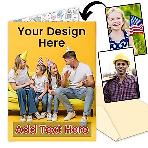 Personalized Greeting Cards with Envelopes - Customized Birthday Cards, Print Photo, Text, Note of Your Choice - Custom Thank You Cards for Christmas, Thanksgiving, or Invitations - USA Made