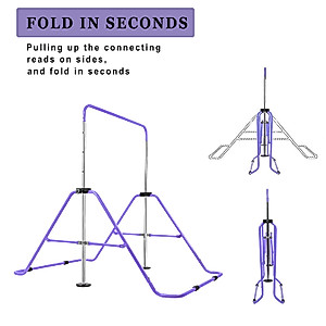 Bighaki808 Gymnastics Bars Kids Training Bars for Home, Folding Horizontal Bars with Adjustable Height Expandable Gymnastics Equipment Junior Kip Monkey Bar for Girls & Boys (Purple)