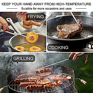 Meat Hook Flipper Set of 2, HaSteeL Stainless Steel Pigtail Food Flipper Turner 12Inch & 17Inch, BBQ Accessories Great for Grilling Smoking Frying, Long Body & ABS Handle, Easy to Clean & Right Handed