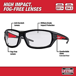 MILWAUKEE'S Safety Glasses,Black Frame,Clear Lens (48-73-2020)