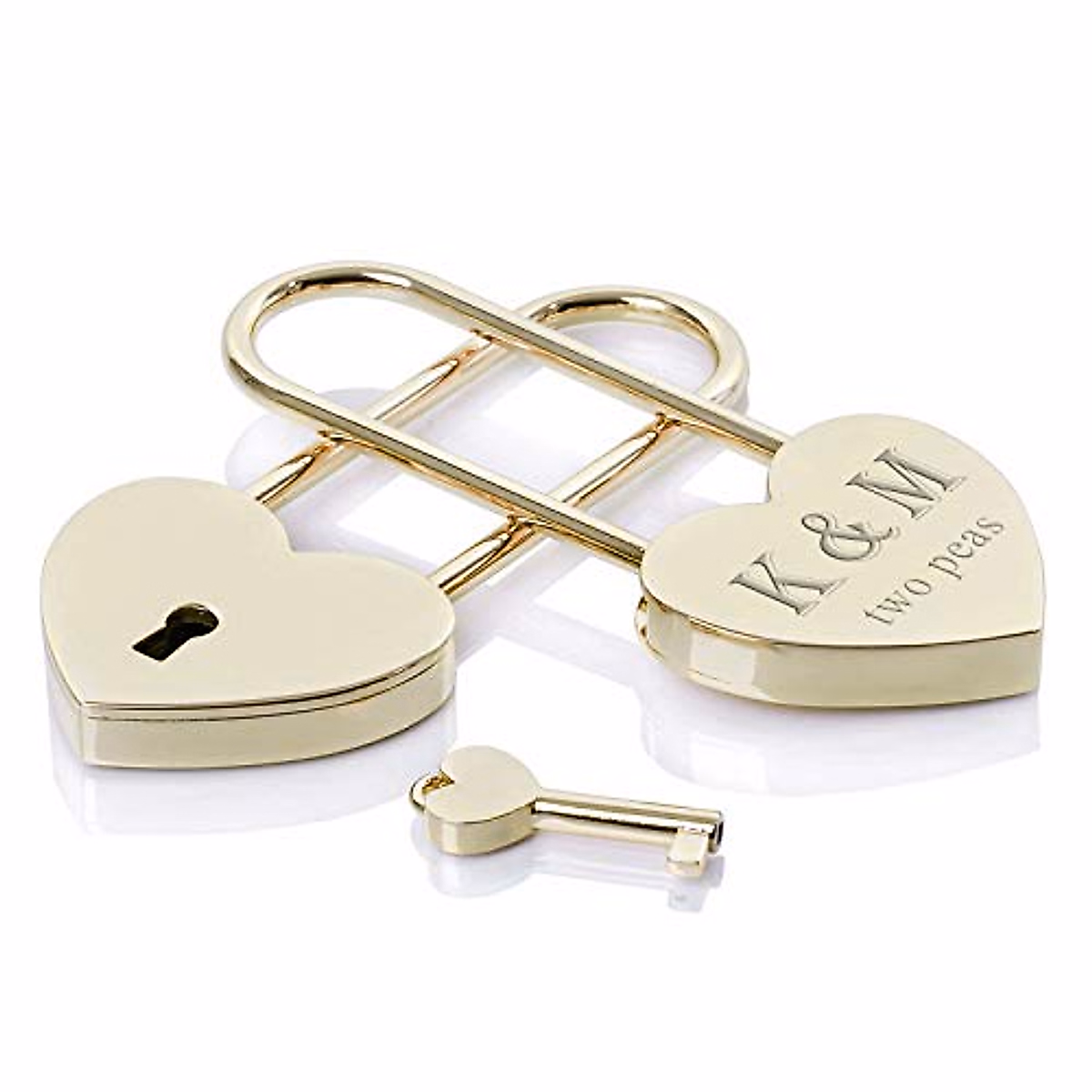 Personalized Gold Heart Shaped Love Padlock Engraved Free Lock with Functional Key Custom Engraving - Ships from USA
