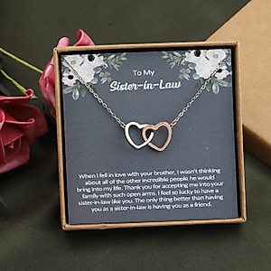 OKEYCH Sister in Law Gift from Sister, Groom Sister Necklace, Sister in Law Birthday Gift, Sister In Law To Be Necklace, Bonus Sister Gift, Wedding Gift Engagement Gift (Sister in Law Necklace)