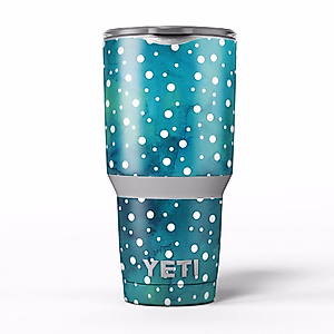 Design Skinz Green and White Watercolor Polka Dots - Skin Decal Vinyl Wrap Kit Compatible with The Yeti Rambler Cooler Tumbler Cups
