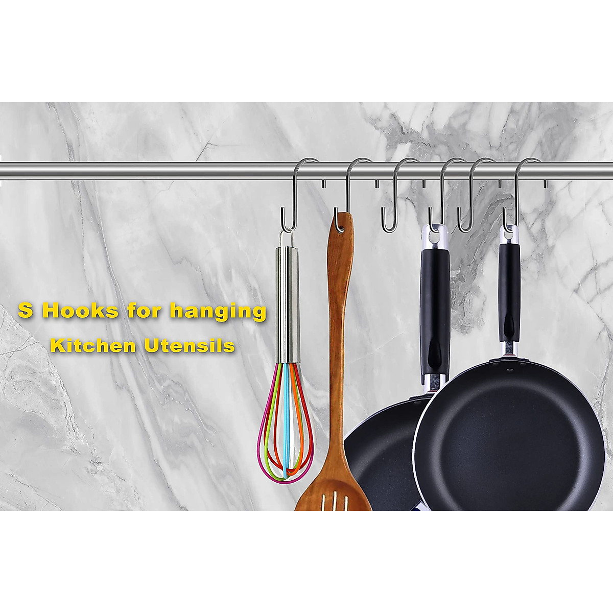 Remzly 30 Pack S Hooks for Hanging Kitchen Utensils, Clothes, Plants, Pots and Pans - 2.4” Small Silver Utility Hangers for Closet, Wire Shelving, Garage, Garden
