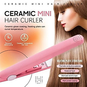 Jocelynnae Ceramic Mini Hair Curler, Optimisticn Ceramic Mini Hair Curler for Short Hair, 2 in 1 Mini Ceramic Curler and Hair Straightener,Mini Curling Iron 1/2 Inch Barrel Short Hair (Black)