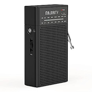Rechargeable FM/AM Pocket Radio | Mini Portable Radio with 10 Hours of Playback, USB Charging and Headphone Jack | Majority Belford Go FM and AM Radio | Clear Sound Quality and Excellent Reception