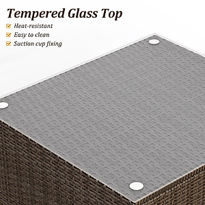 SUNVIVI OUTDOOR 7 Piece Patio Sectional Sofa Outdoor All Weather Brown PE Wicker Furniture Set, Paito Conversation Sofa Set with Glass Table, Removable Beige Cushions