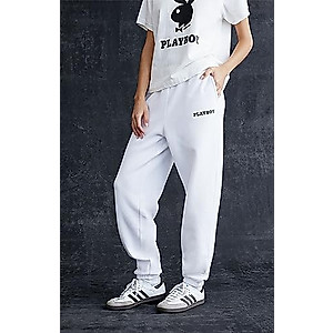 PacSun Playboy Women's Bunny Sweatpants - White Size Medium