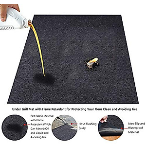 Under Grill Gear Flame Retardant Mats,Barbecue Grilling for Gas,Absorbing Oil Pads,Reusable Durable Washable Floor Mat Protect Decks ,Patios, Grease Splatter,Messes (Grill Mats:37.4inches x 58inches)