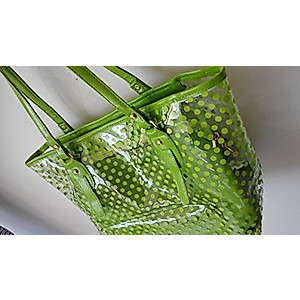 Top Shop Womens Casual Polka Dot Clear Tote Bag Transparent Beach Handbag Green Shoulder Bag