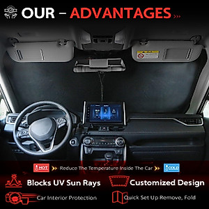 KAYZT Windshield Sun Shade for Toyota RAV4 2019-2025 RAV-4 Foldable Sunshade SUV Front Window Custom Fit Accessories