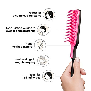 Tangle Teezer Ultimate Teaser Back Combing Brush, Adds Texture and Volume, for All Hair Types, Pink Embrace